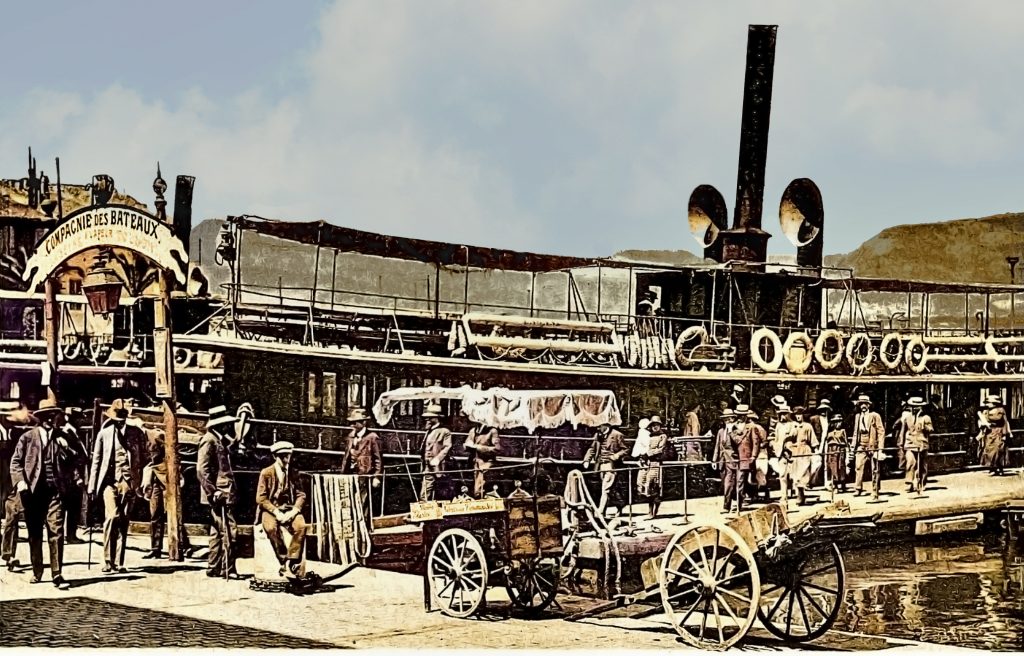 Le débarcadère du port en activité – La Seyne en 1900